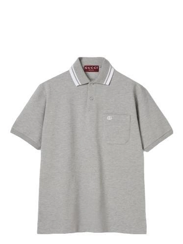 Gucci Cotton Piquet Polo Shirt With Embroidery - Grey