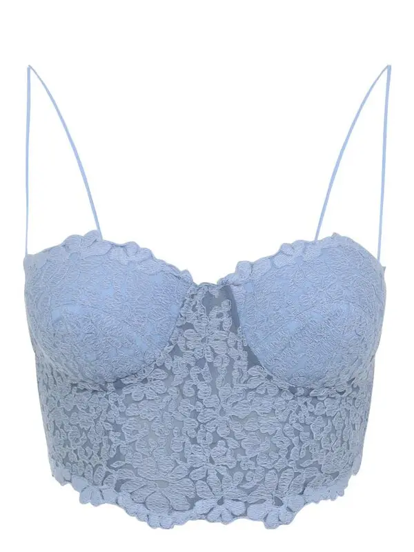Ermanno Scervino Strapless Lace Bustier Top - Blue