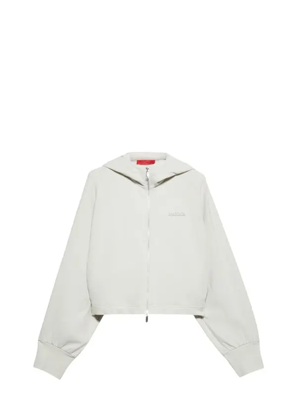 MAXCO. Oversized Cropped Hoodie With Drawstring Hem - White