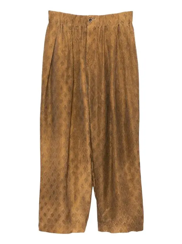 UMA WANG Elastic Waist Casual Pants - Brown