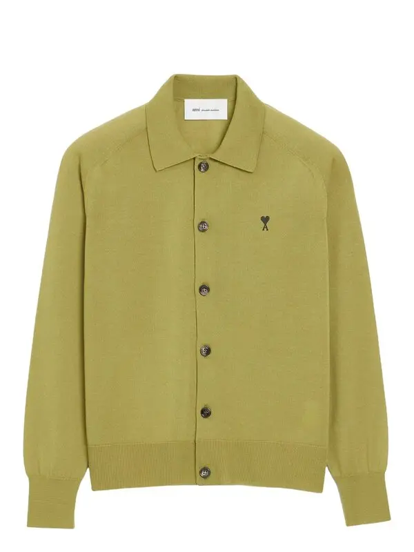 Ami De Coeur Collared Cardigan - Green