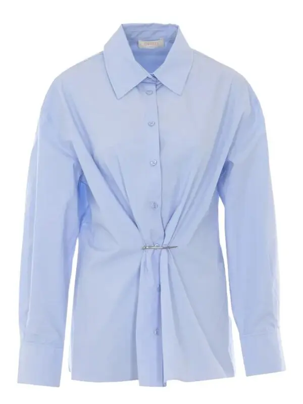 TWINSET Gathered Detail Buttoned Shirt - Blue