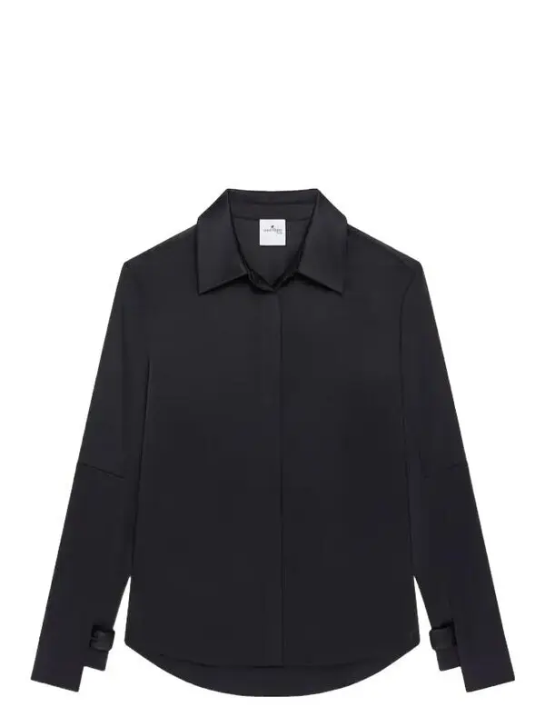 COURREGES Satin Shirt With Lapel Collar - Black
