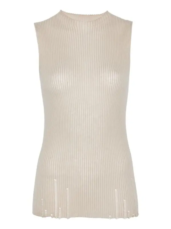 UMA WANG Sleeveless Knit Top With Draped Detail - Nude