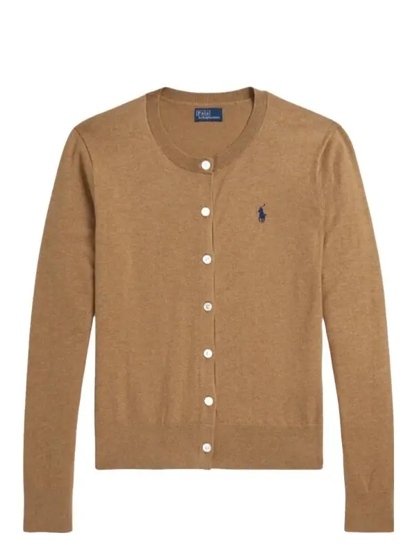 Polo Ralph Lauren Embroidered Crewneck Cardigan - Brown