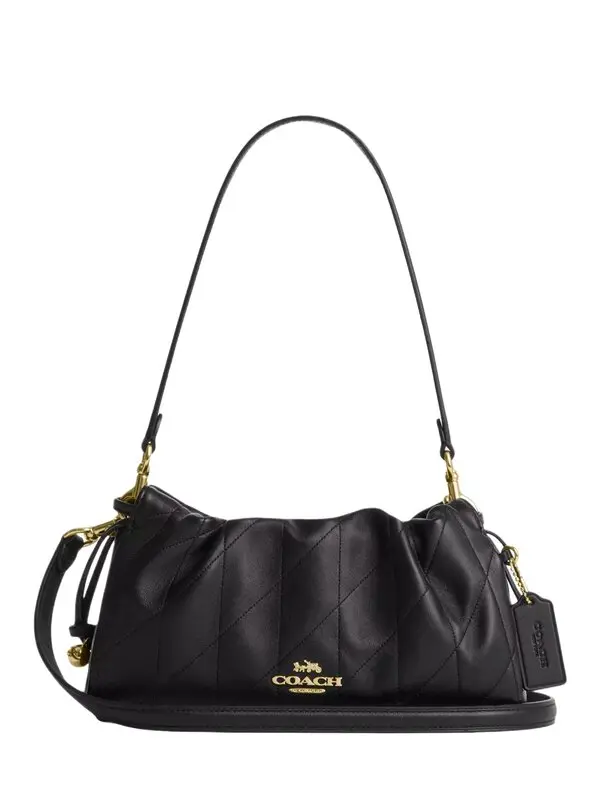 COACH Logo Quilted Leather Shoulder Bag - Black