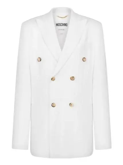 Moschino Double-breasted Blazer With Lapel Collar - White