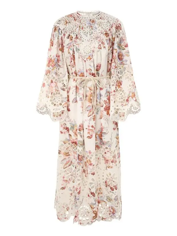 Zimmermann Awaken Embroidered Yoke Maxi Dress - Ivory Flowers