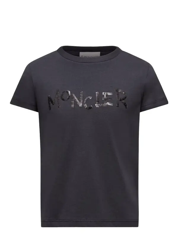 Moncler Sequin-embroidered Logo Cotton T-shirt - Black