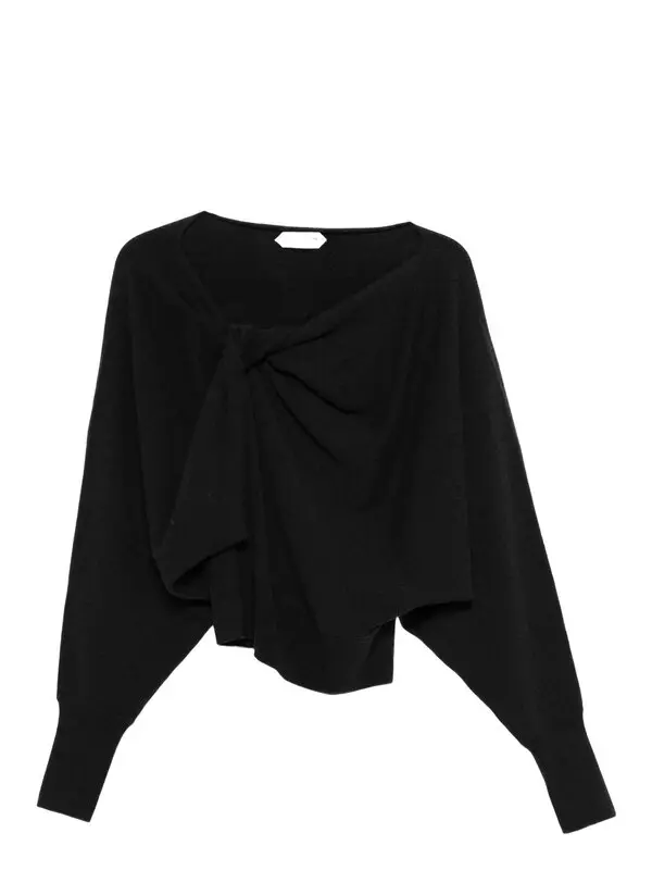 Alberta Ferretti Batwing Sleeve Sweater With Knot Detail - Black
