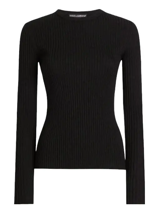 Dolce & Gabbana Ribbed Long Sleeve Sweater - Black