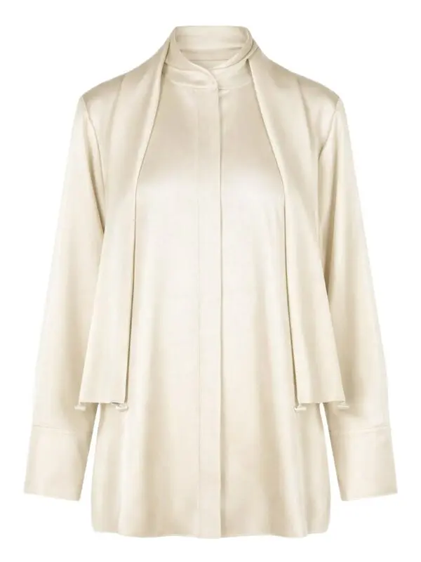 JIL SANDER Draped Scarf-collar Top - White