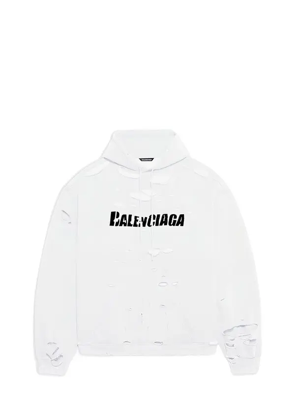 Balenciaga Destroyed Medium Heavy Grabbed Velvet Hoodie - No