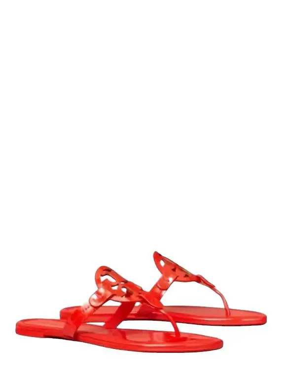Tory Burch Round Toe Flip Flops - Red