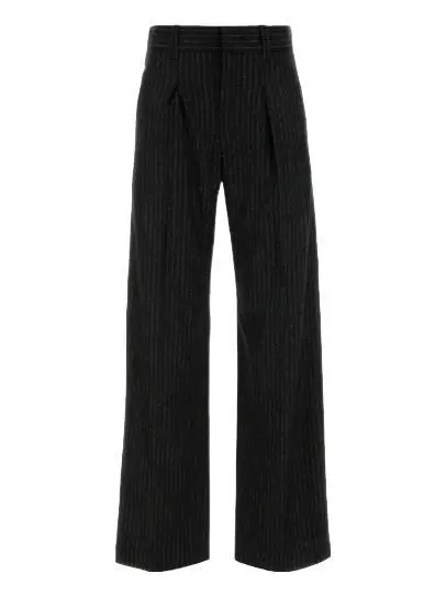 Isabel Marant Étoile Lisetta Pinstripe Pleated Straight Trousers - Black