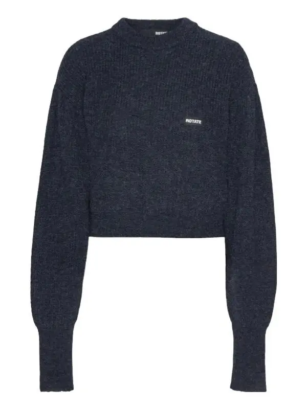 ROTATE BY BIRGER CHRISTENSEN Cuffed-sleeve Crewneck Sweater - Black