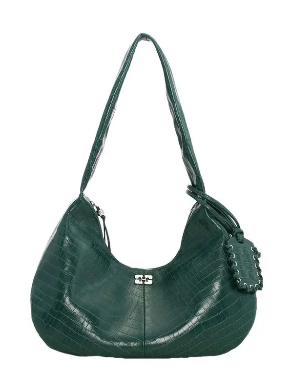 GANNI Embossed Zipped Shoulder Bag - Green