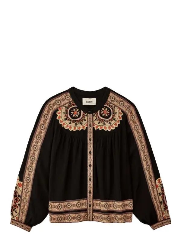 Ba&sh Valda Embroidered Button-up Top - Black