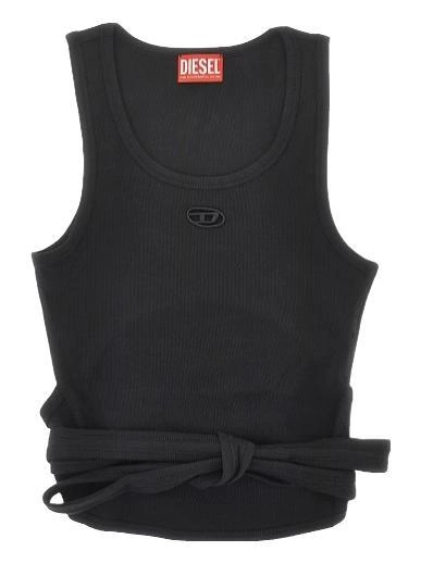 DIESEL® Ribbed Tank Top With Oval D Logo - Black