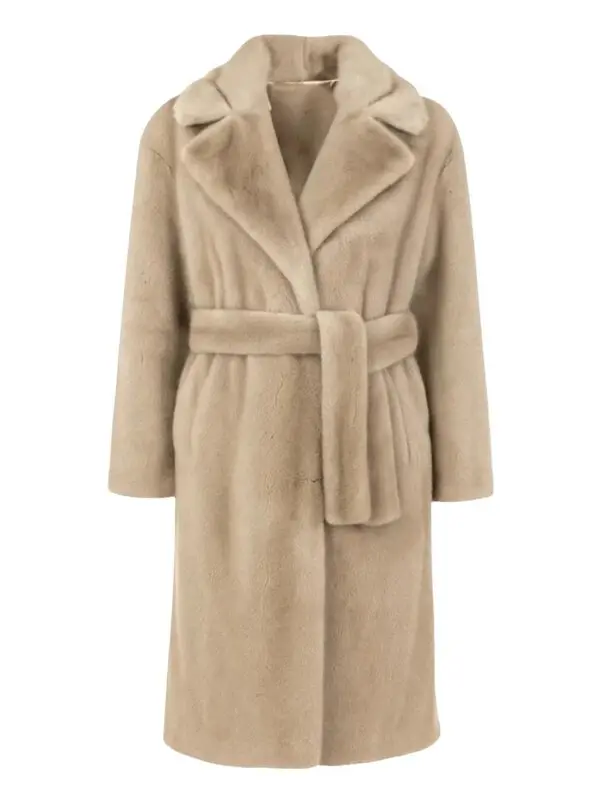 Herno Belted Lapel Collar Coat - Nude