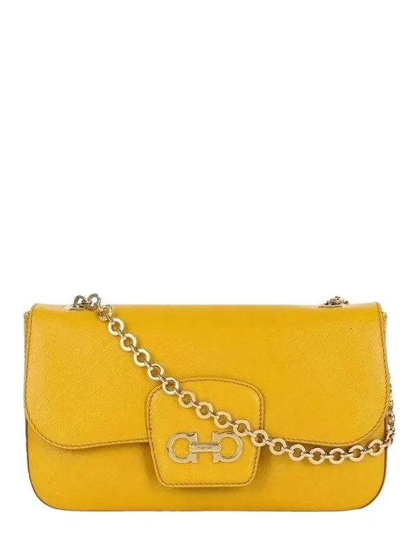 FERRAGAMO Gancini Logo Shoulder Bag - Yellow