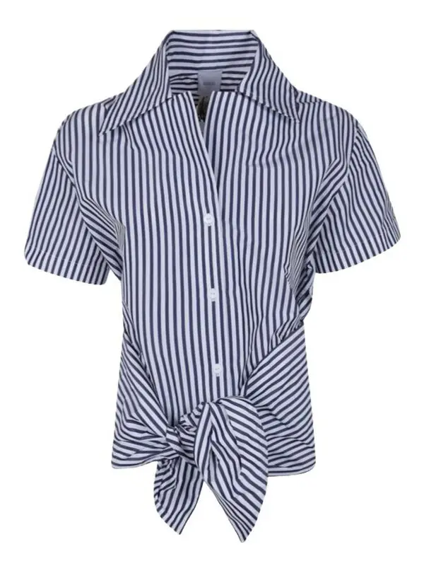 PATOU Striped Tie-front Cropped Shirt - Blue And White