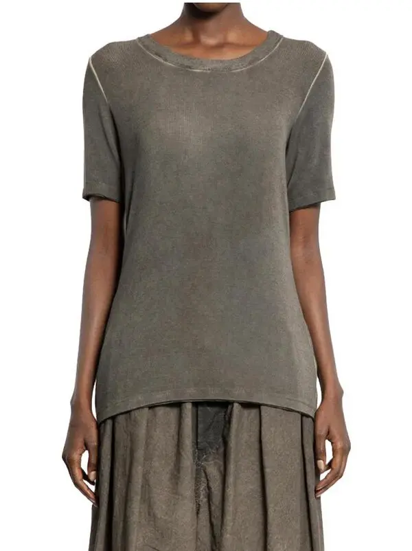 UMA WANG Overdyed Cotton Jersey T-shirt - Gray