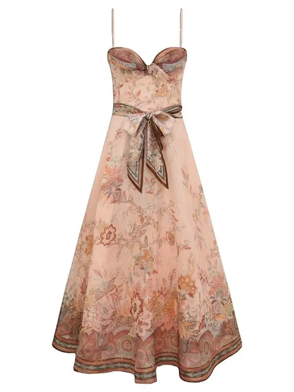 Zimmermann Alchemy Structured Midi Dress - Pink Paisley