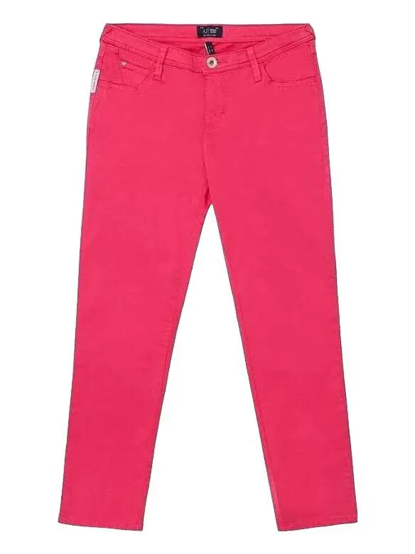 Emporio Armani Rose Red Logo Straight Leg Jeans - Pink