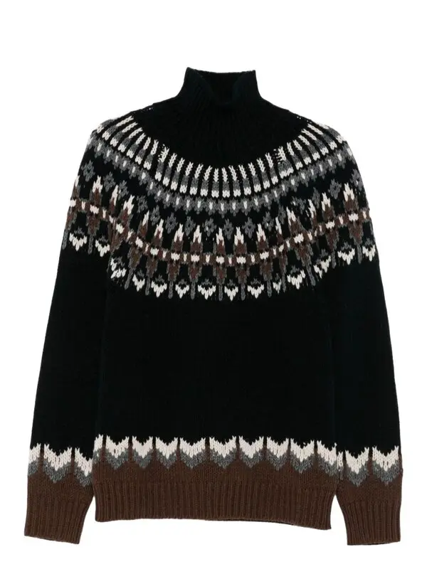 DONDUP Fair Isle Turtleneck Sweater - Black