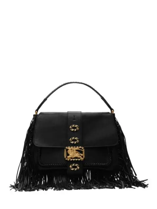 Burberry Rider Small Shoulder Bag With Fringe - Black