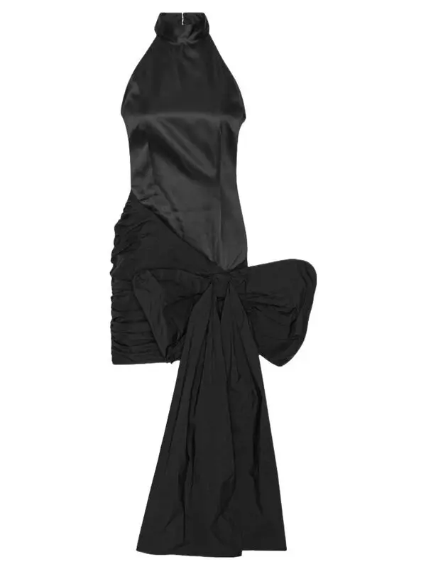 ROTATE BY BIRGER CHRISTENSEN Halterneck Bow Detail Mini Dress - Black