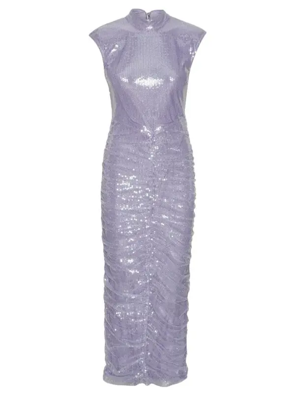 ROTATE BY BIRGER CHRISTENSEN Sequin High-neck Midi Dress - Purple