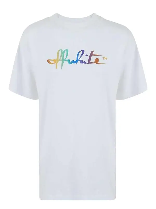 Off-White Rainbow Script Logo Print T-shirt - White