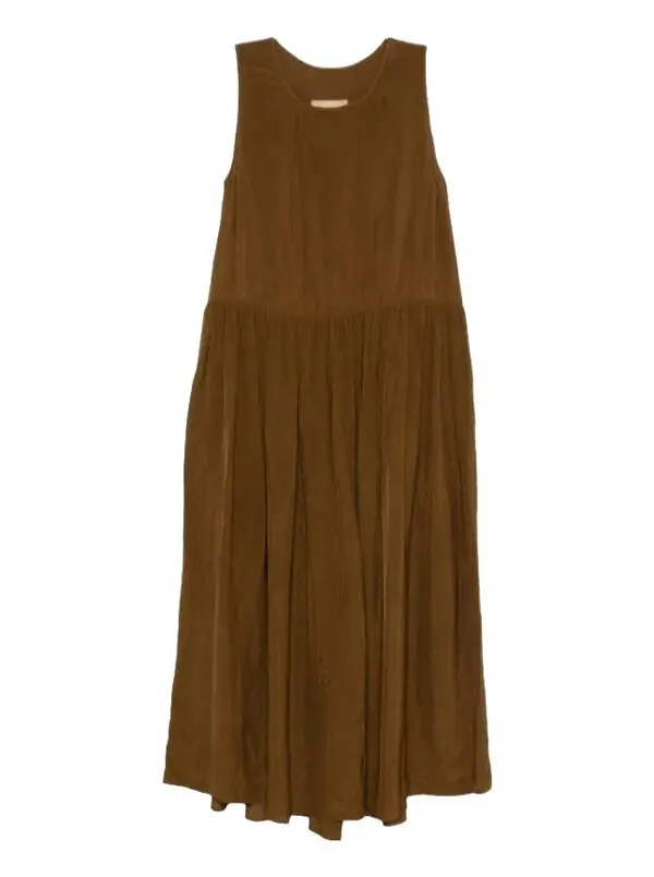 UMA WANG Pleated Maxi Dress - Brown