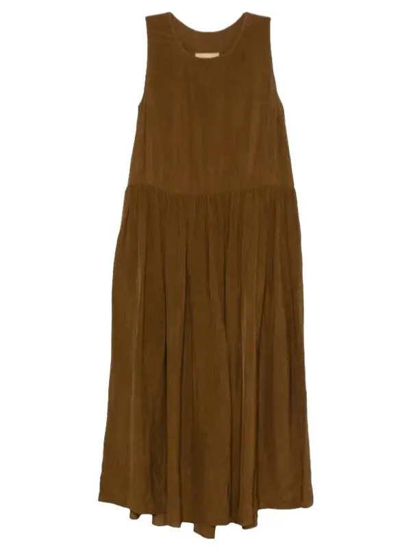 UMA WANG Pleated Maxi Dress - Brown
