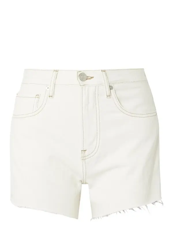 FRAME Le Super High Ripped Denim Shorts - White