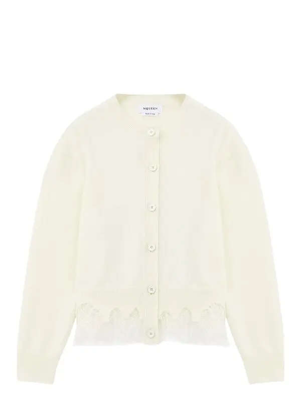 Alexander McQueen Cobweb Lace Shrunken Cardigan - Ivory