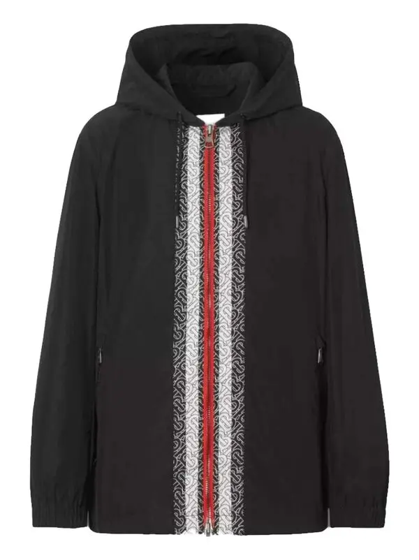 Burberry Logo Trim Hooded Jacket - Black