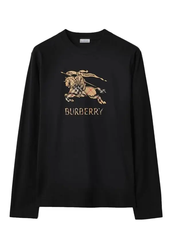 Burberry Long-sleeved Equestrian-knight Design T-shirt - Black