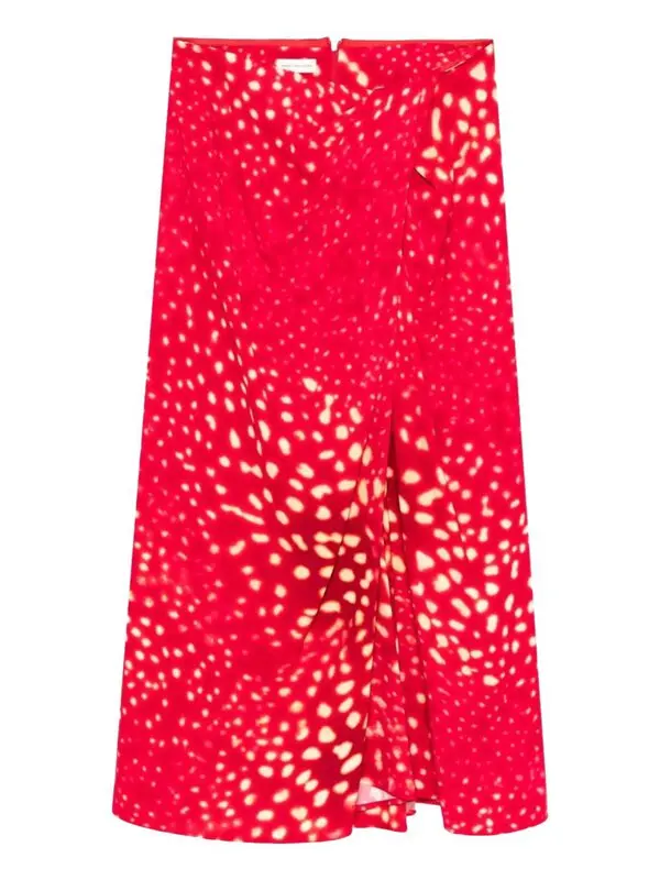 Dries Van Noten Graphic Print Wrap Skirt - Red