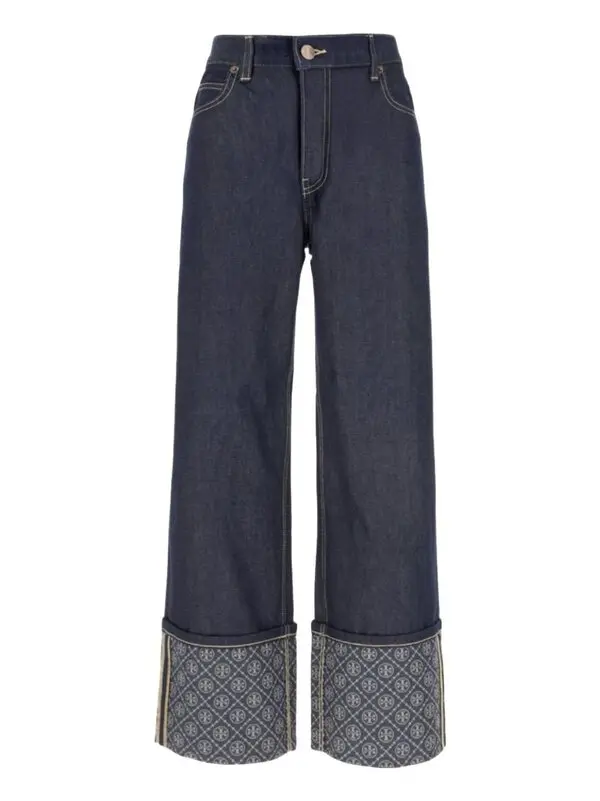 Tory Burch T Monogram Contrast-cuff Jeans - No