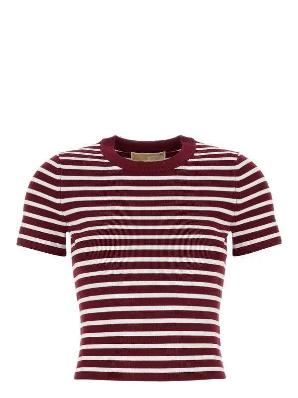 Michael Kors Stripe Rib-knit T-shirt - Red