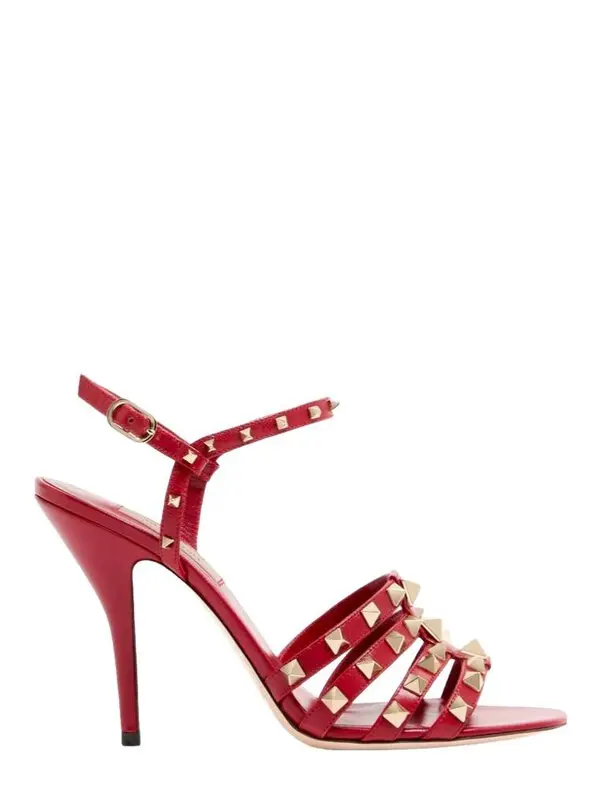 Valentino Garavani Rockstud Kidskin Stiletto Sandal 100mm - Red