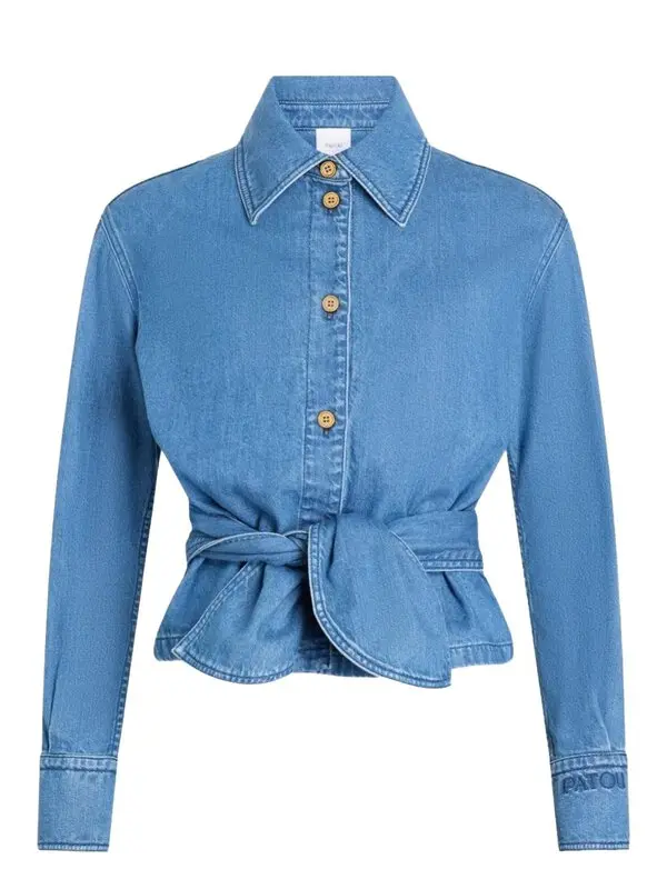 PATOU Long-sleeved Knotted Shirt - Heritage Blue Wash