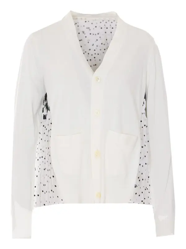 Sacai Long Sleeve Buttoned Cardigan - White