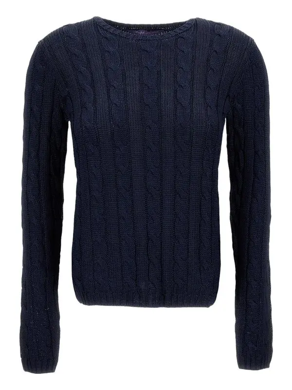 Ralph Lauren Cable Knit Crewneck Jumper - Blue