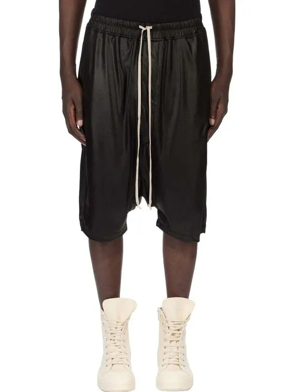 Rick Owens Elastic Waist Drawstring Shorts - Black