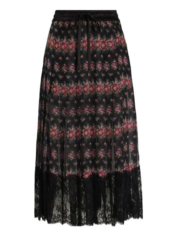 Dolce & Gabbana Floral Lace Midi Skirt - Black