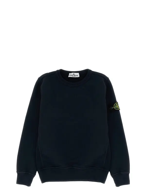 Stone Island Logo Patch Crewneck Sweatshirt - Black